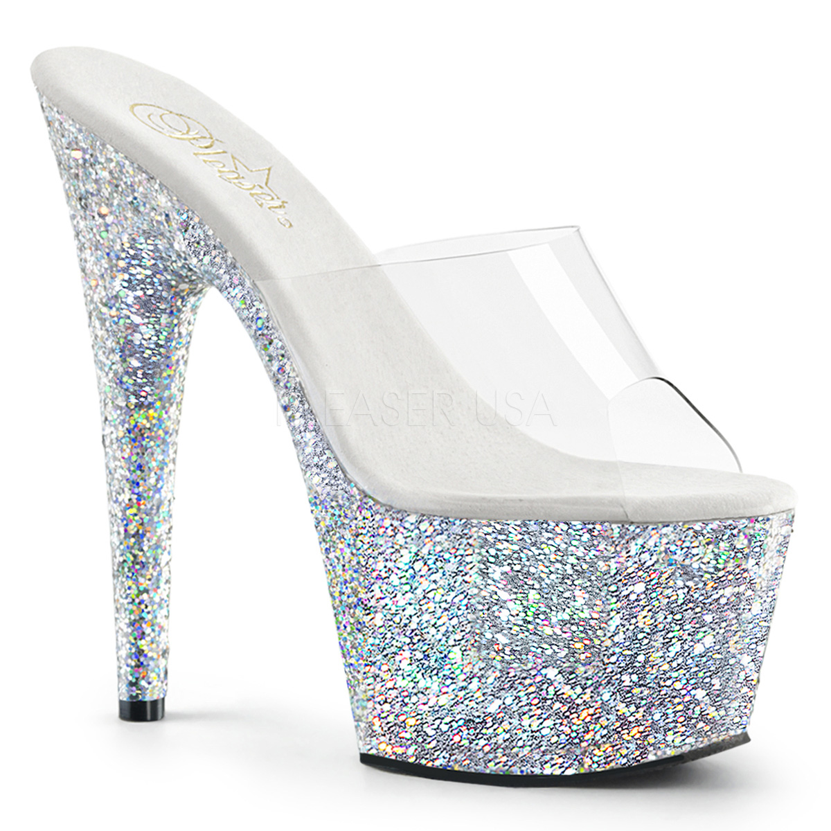 Plateau High Heels ADORE-701LG silber Glitter, Pleaser | Fashion Unlimited